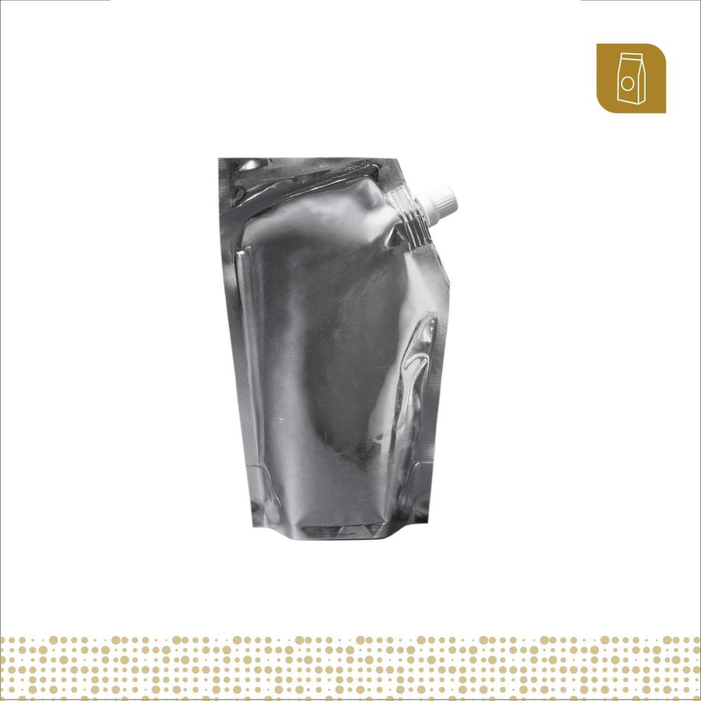 Funda parable tipo Doypack 13.3x21 cm metalizada con válvula para liquidos